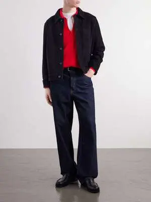 AMI Paris Logo-embossed Suede Jacket