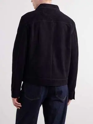 AMI Paris Logo-embossed Suede Jacket