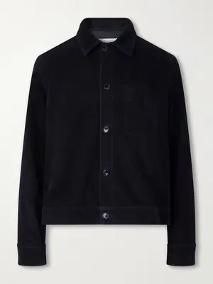 AMI Paris Logo-embossed Suede Jacket - Black