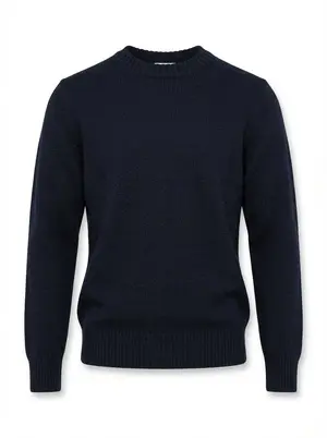 Soft Goat Round-neck Knitted Sweater With Lace Trim