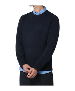 Soft Goat Round-neck Knitted Sweater With Lace Trim