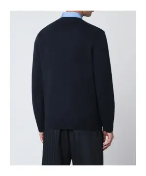 Soft Goat Round-neck Knitted Sweater With Lace Trim