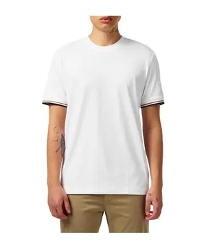 Hugo Boss Striped Cuff T-shirt - White