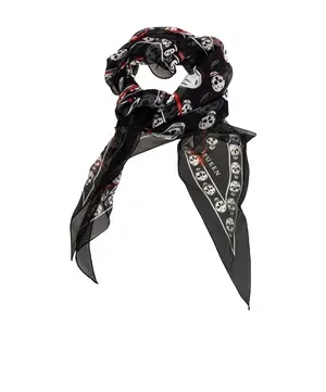 Alexander McQueen Asymmetrical Skull Scarf - Black
