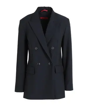 MAXCO. Double-breasted Twill Blazer - Blue