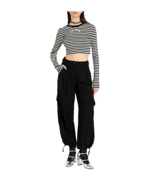 MAXCO. Striped Cropped Long-sleeve T-shirt