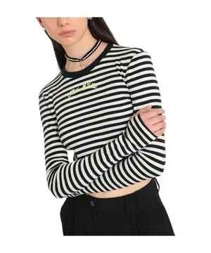 MAXCO. Striped Cropped Long-sleeve T-shirt