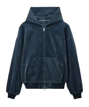 Alexander Wang Brushed Denim Oversized Hoodie - Blue