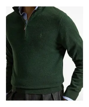 Polo Ralph Lauren Pony-embroidered Quarter-zip Sweater - Green