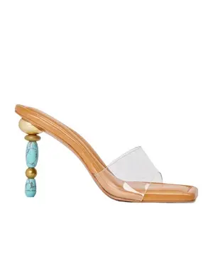 Cult Gaia Beaded Sculptural Heel Sandals - No