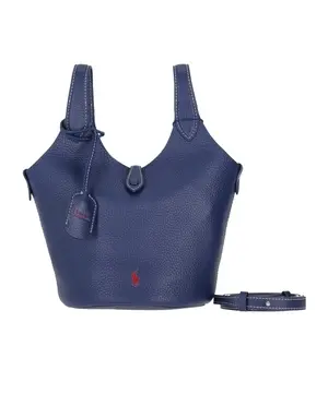 Polo Ralph Lauren Polo Play Small Leather Tote Crossbody - Navy