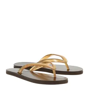 ANCIENT GREEK SANDALS Solid Color Flip Flops - Gray
