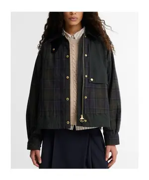 Barbour Plaid Spliced Cropped Jacket
