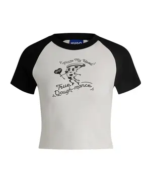 Hugo Boss Raglansleeve Cropped Tshirt - Black