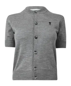 AMI Paris Short Sleeve Knit Cardigan