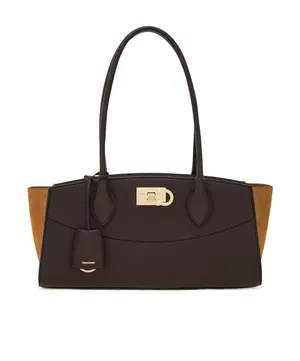 FERRAGAMO Dual-handle Shoulder Bag - Black