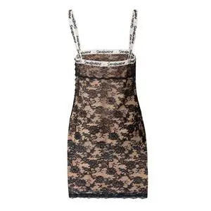 Saint Laurent Contrast Lace Slip Mini Dress