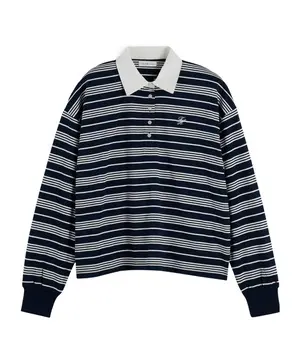 Tommy Hilfiger Striped Long Sleeve Rugby Shirt - Black