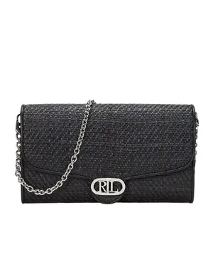 Ralph Lauren Woven Straw Crossbody Bag - Black