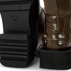 GANNI Studded Crinkle Flat Ankle Boots - No