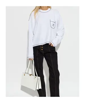 Versace Cotton Long-sleeve Top With Contrast Stitching And Pocket