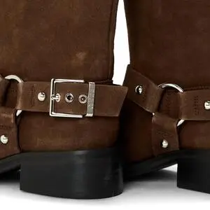 GANNI Suede Flat Ankle Boots