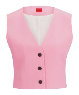 Hugo Boss Vneck Cropped Waistcoat - Pink