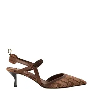 Fendi Toned Jacquard Pointedtoe Sandals - Brown