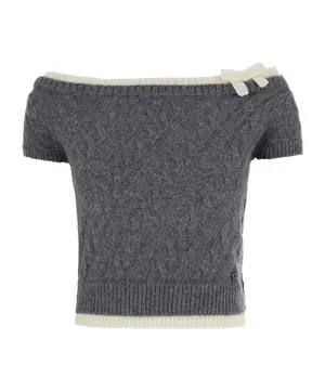 SHUSHU/TONG Off-the-shoulder Sweater - Grey