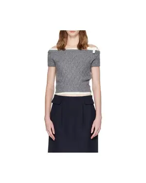 SHUSHU/TONG Off-the-shoulder Puff Sleeve Sweater
