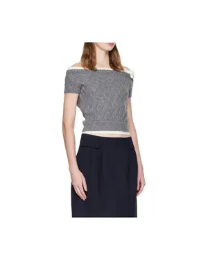 SHUSHU/TONG Off-the-shoulder Puff Sleeve Sweater