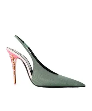 Saint Laurent Mesh Pointedtoe Slingback - Gray