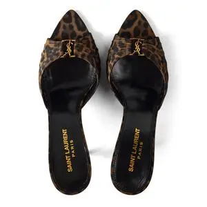 Saint Laurent Leopardprint Squaretoe Mule Sandal