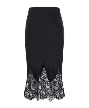 Norma Kamali Lace-trim Midi Skirt