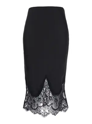 Norma Kamali Lace-trim Midi Skirt