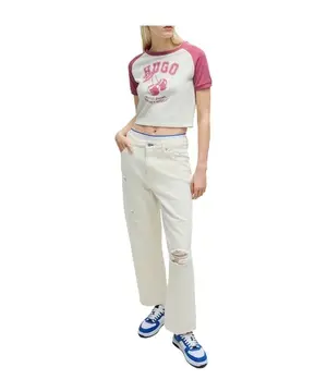 Hugo Boss Cropped T-shirt With Graphic And Raglan Sleeves