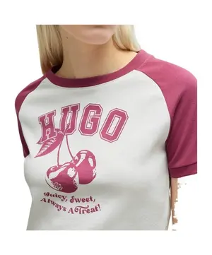 Hugo Boss Cropped T-shirt With Graphic And Raglan Sleeves