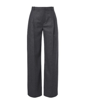 Vince Wool-blend Flannel Wide-leg Pants - Black