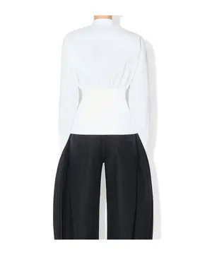 Alaïa Cotton Poplin Shirt With Ribbed Waist
