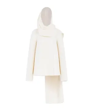 Alaïa Boiled Wool Scarf Coat - Natural