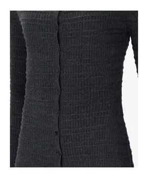 Victoria Beckham Folded Detail Merino Blend Wool Boat-neck Cardigan - Grey