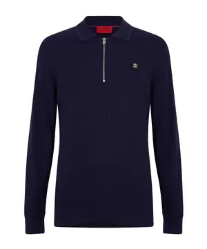 Hugo Boss Ribbed Knit Half Zip Polo Shirt