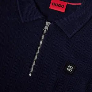 Hugo Boss Ribbed Knit Half Zip Polo Shirt