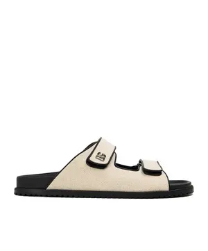Dolce & Gabbana Fabric Doublestrap Slide Sandals - Black