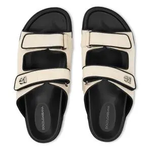 Dolce & Gabbana Fabric Doublestrap Slide Sandals