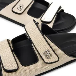 Dolce & Gabbana Fabric Doublestrap Slide Sandals