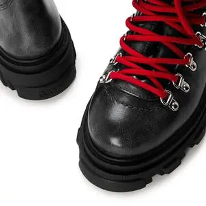 GANNI Leather Lace-up Flat Ankle Boots