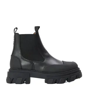 GANNI Solid Color Ankle Boots - Black