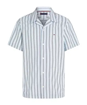 Tommy Hilfiger Verticalstripe Campcollar Shortsleeve Shirt - White