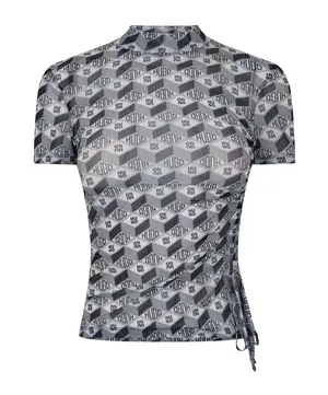 Hugo Boss Allover Geometric Print Shortsleeve Top - Gray